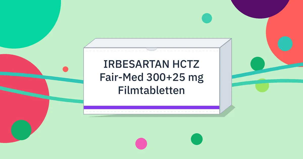 Symbolbild: Packung mit der Aufschrift IRBESARTAN HCTZ Fair-Med 300+25 mg Filmtabletten (PZN 14167732) – Verfügbarkeit und Bezug in Apotheken in Frankfurt am Main