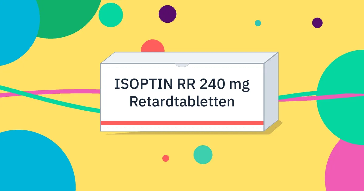 Symbolbild: Packung mit der Aufschrift ISOPTIN RR 240 mg Retardtabletten (PZN 02459323) – Verfügbarkeit und Bezug in Apotheken in Frankfurt am Main