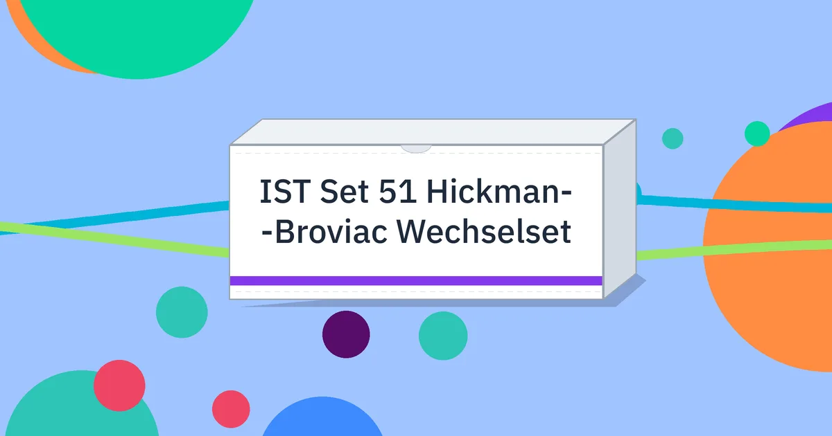 Symbolbild: Packung mit der Aufschrift IST Set 51 Hickman--Broviac Wechselset (PZN 17639551) – Verfügbarkeit und Bezug in Apotheken in Frankfurt am Main