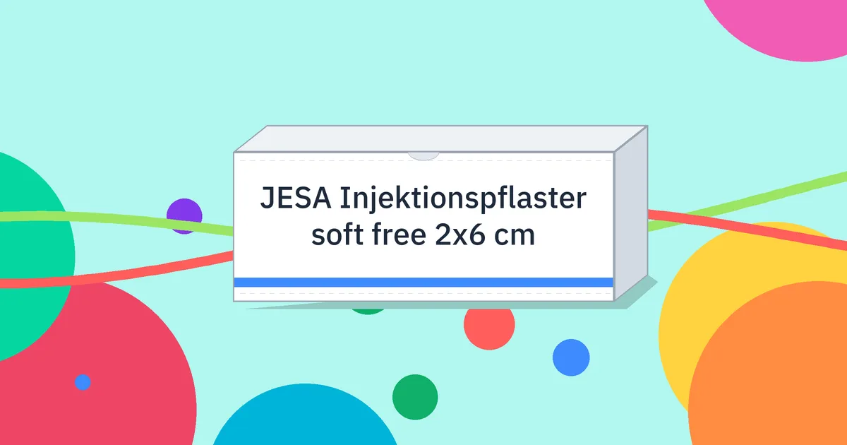 Symbolbild: Packung mit der Aufschrift JESA Injektionspflaster soft free 2x6 cm (PZN 11152888) – Verfügbarkeit und Bezug in Apotheken in Frankfurt am Main