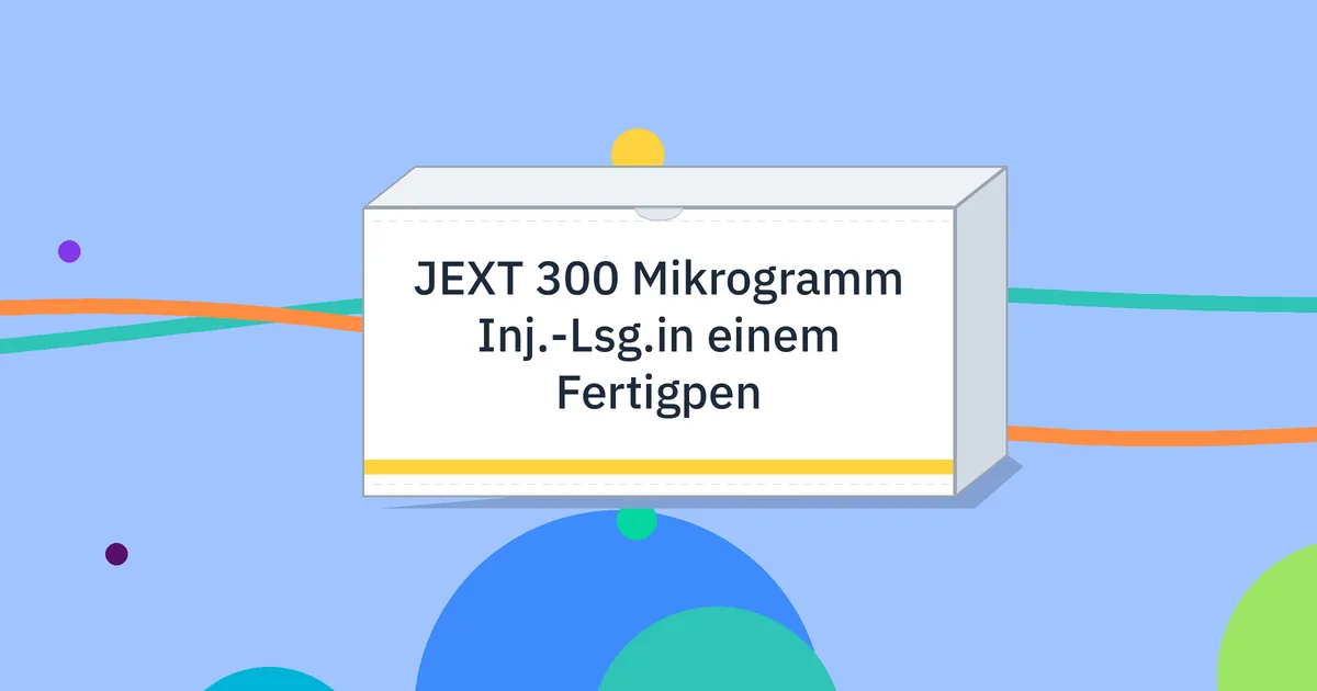 Symbolbild: Packung mit der Aufschrift JEXT 300 Mikrogramm Inj.-Lsg.in einem Fertigpen (PZN 10298408) – Verfügbarkeit und Bezug in Apotheken in Frankfurt am Main