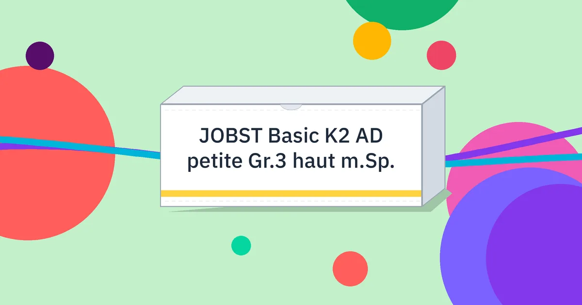 Symbolbild: Packung mit der Aufschrift JOBST Basic K2 AD petite Gr.3 haut m.Sp. (PZN 13060009) – Verfügbarkeit und Bezug in Apotheken in Frankfurt am Main