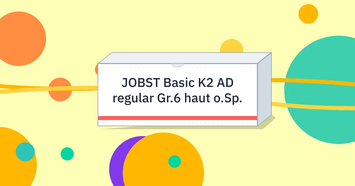 Symbolbild: Packung mit der Aufschrift JOBST Basic K2 AD regular Gr.6 haut o.Sp. (PZN 11249323) – Verfügbarkeit und Bezug in Apotheken in Frankfurt am Main