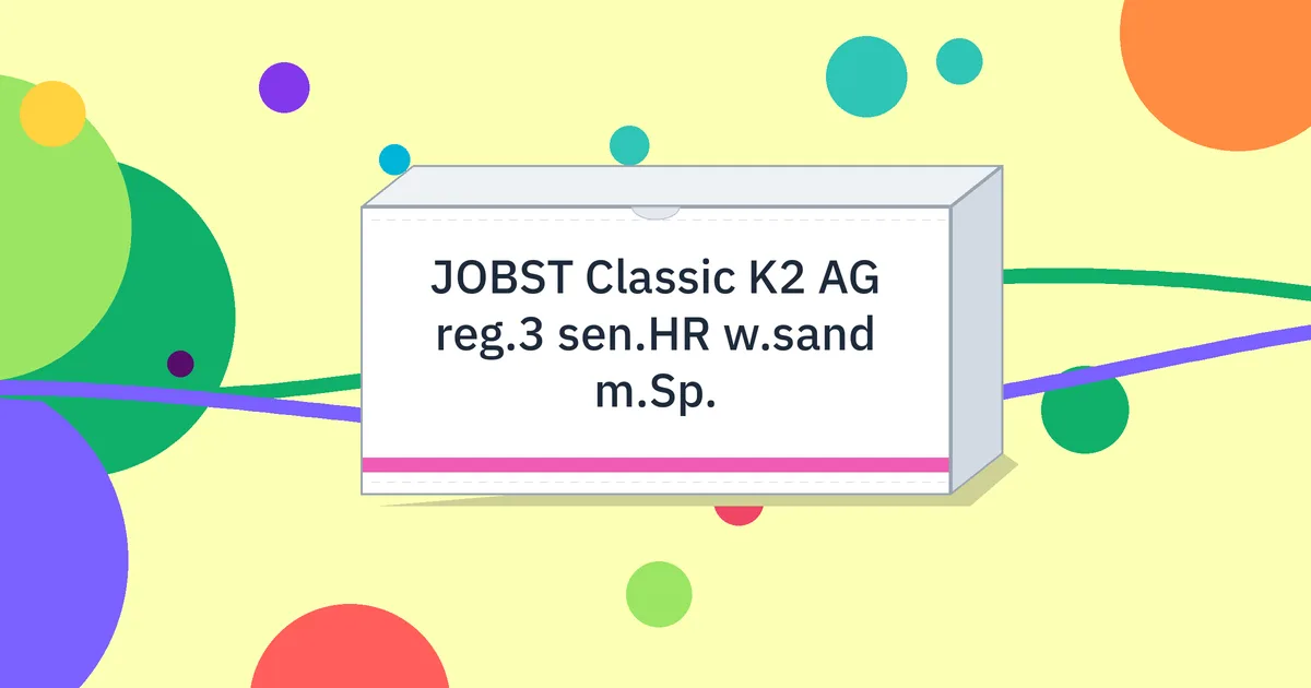 Symbolbild: Packung mit der Aufschrift JOBST Classic K2 AG reg.3 sen.HR w.sand m.Sp. (PZN 17960968) – Verfügbarkeit und Bezug in Apotheken in Frankfurt am Main