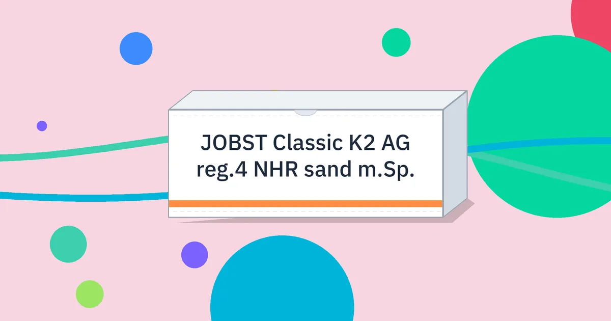 Symbolbild: Packung mit der Aufschrift JOBST Classic K2 AG reg.4 NHR sand m.Sp. (PZN 10727275) – Verfügbarkeit und Bezug in Apotheken in Frankfurt am Main