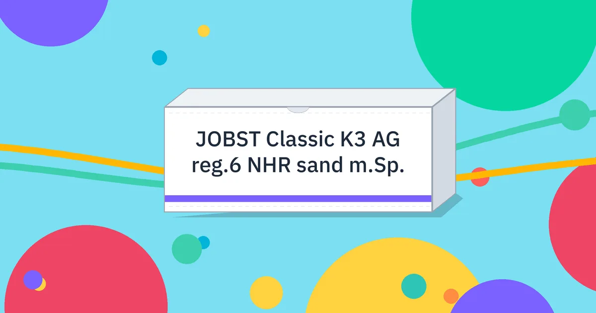 Symbolbild: Packung mit der Aufschrift JOBST Classic K3 AG reg.6 NHR sand m.Sp. (PZN 13073360) – Verfügbarkeit und Bezug in Apotheken in Frankfurt am Main