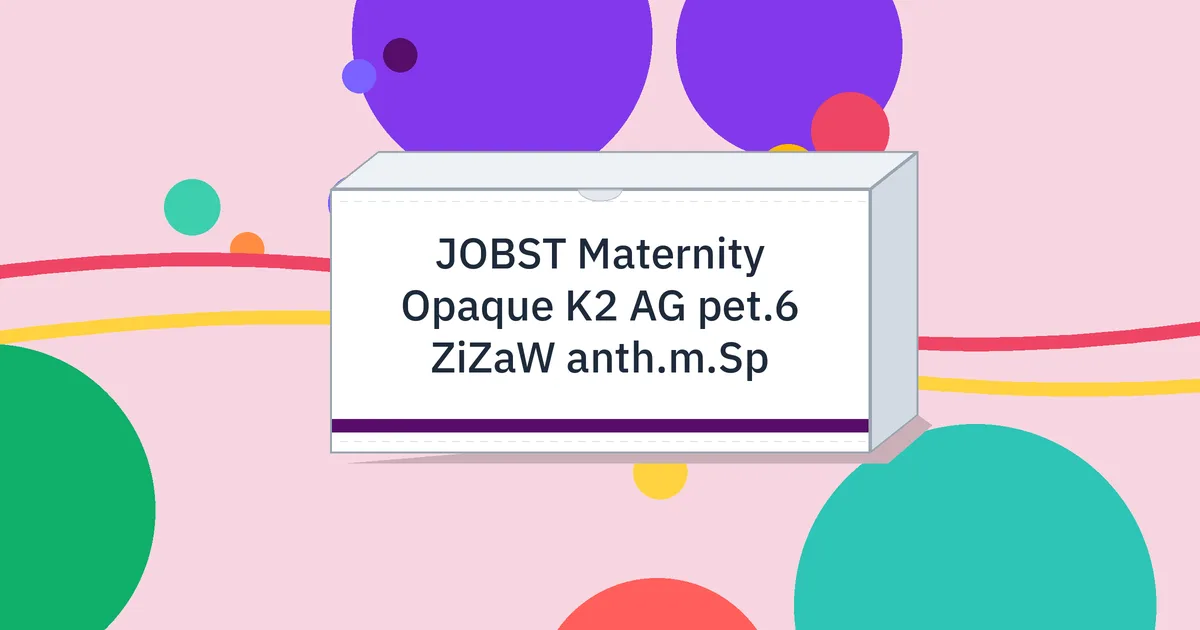 Symbolbild: Packung mit der Aufschrift JOBST Maternity Opaque K2 AG pet.6 ZiZaW anth.m.Sp (PZN 15856310) – Verfügbarkeit und Bezug in Apotheken in Frankfurt am Main