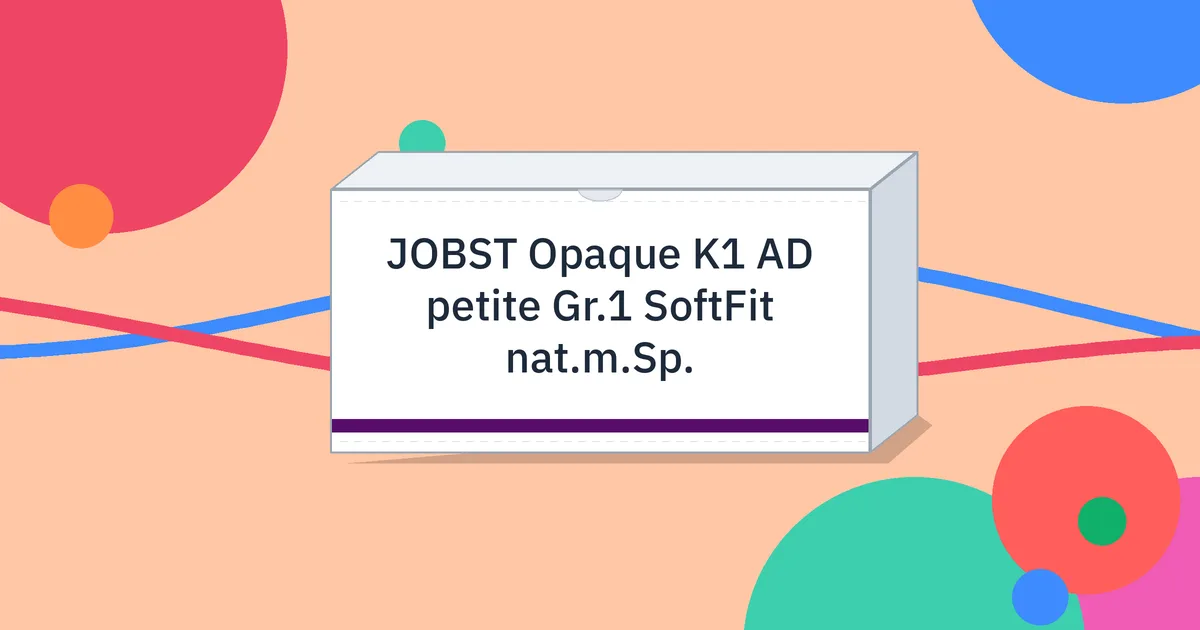 Symbolbild: Packung mit der Aufschrift JOBST Opaque K1 AD petite Gr.1 SoftFit nat.m.Sp. (PZN 13079463) – Verfügbarkeit und Bezug in Apotheken in Frankfurt am Main