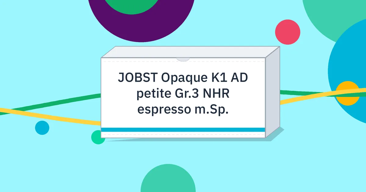 Symbolbild: Packung mit der Aufschrift JOBST Opaque K1 AD petite Gr.3 NHR espresso m.Sp. (PZN 16264480) – Verfügbarkeit und Bezug in Apotheken in Frankfurt am Main