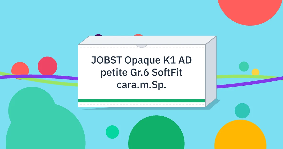 Symbolbild: Packung mit der Aufschrift JOBST Opaque K1 AD petite Gr.6 SoftFit cara.m.Sp. (PZN 13079322) – Verfügbarkeit und Bezug in Apotheken in Frankfurt am Main