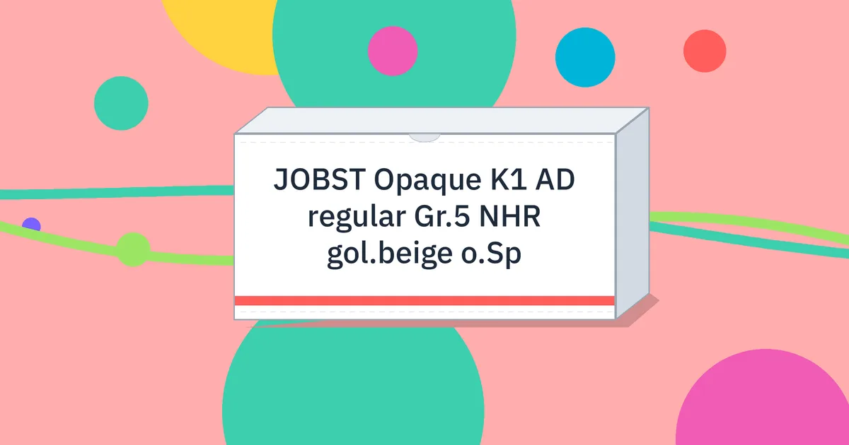 Symbolbild: Packung mit der Aufschrift JOBST Opaque K1 AD regular Gr.5 NHR gol.beige o.Sp (PZN 16262699) – Verfügbarkeit und Bezug in Apotheken in Frankfurt am Main