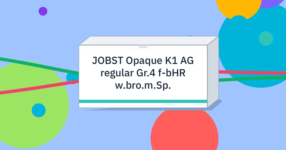 Symbolbild: Packung mit der Aufschrift JOBST Opaque K1 AG regular Gr.4 f-bHR w.bro.m.Sp. (PZN 13090855) – Verfügbarkeit und Bezug in Apotheken in Frankfurt am Main