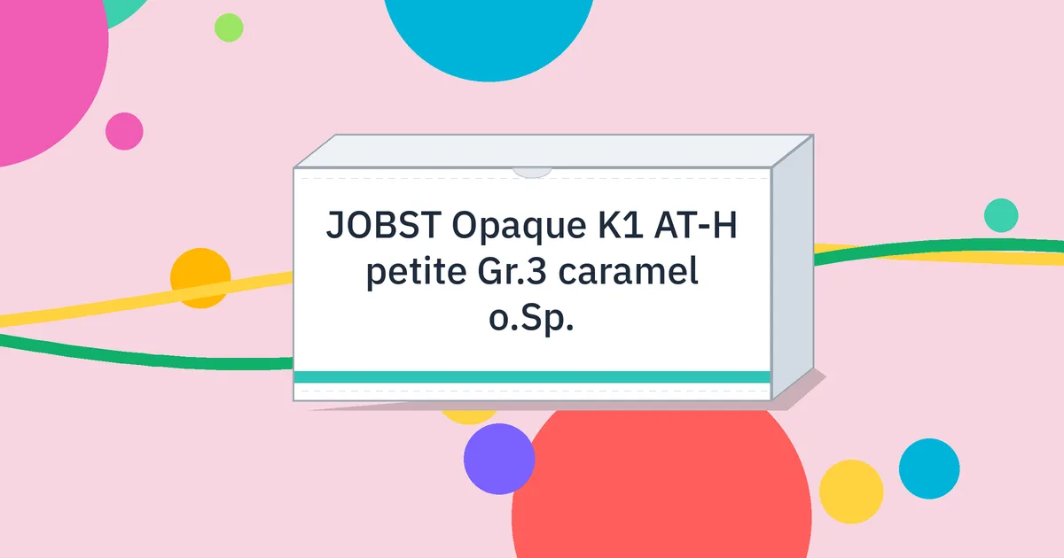 Symbolbild: Packung mit der Aufschrift JOBST Opaque K1 AT-H petite Gr.3 caramel o.Sp. (PZN 13102251) – Verfügbarkeit und Bezug in Apotheken in Frankfurt am Main