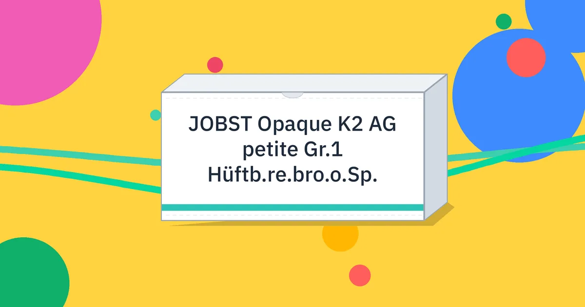 Symbolbild: Packung mit der Aufschrift JOBST Opaque K2 AG petite Gr.1 Hüftb.re.bro.o.Sp. (PZN 13115242) – Verfügbarkeit und Bezug in Apotheken in Frankfurt am Main