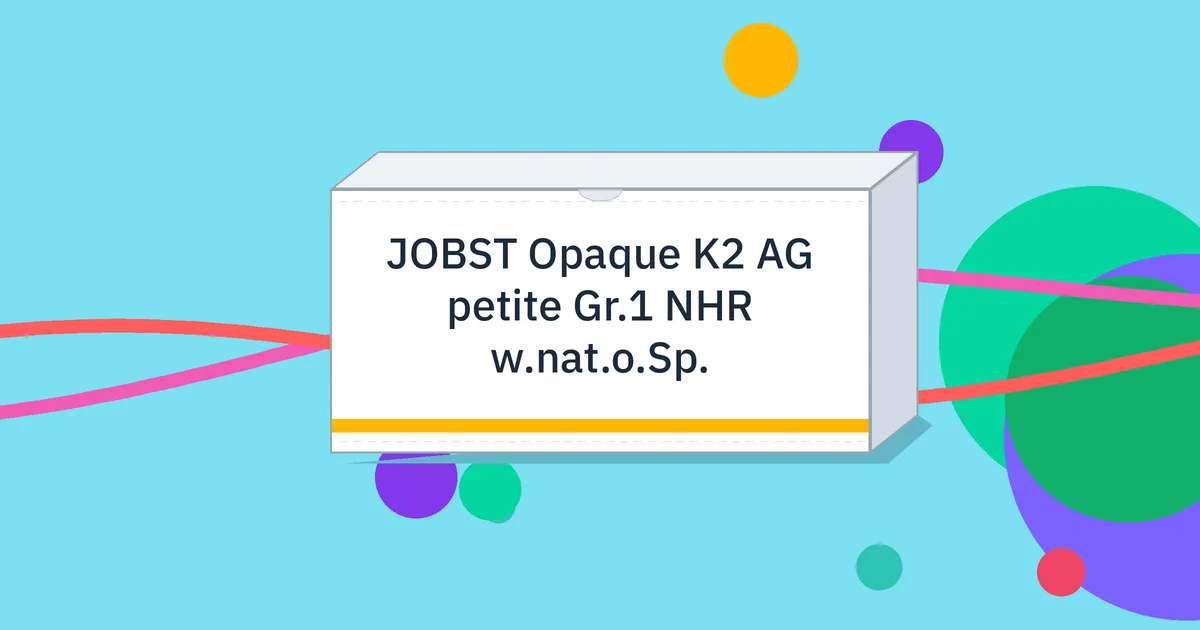 Symbolbild: Packung mit der Aufschrift JOBST Opaque K2 AG petite Gr.1 NHR w.nat.o.Sp. (PZN 11255973) – Verfügbarkeit und Bezug in Apotheken in Frankfurt am Main