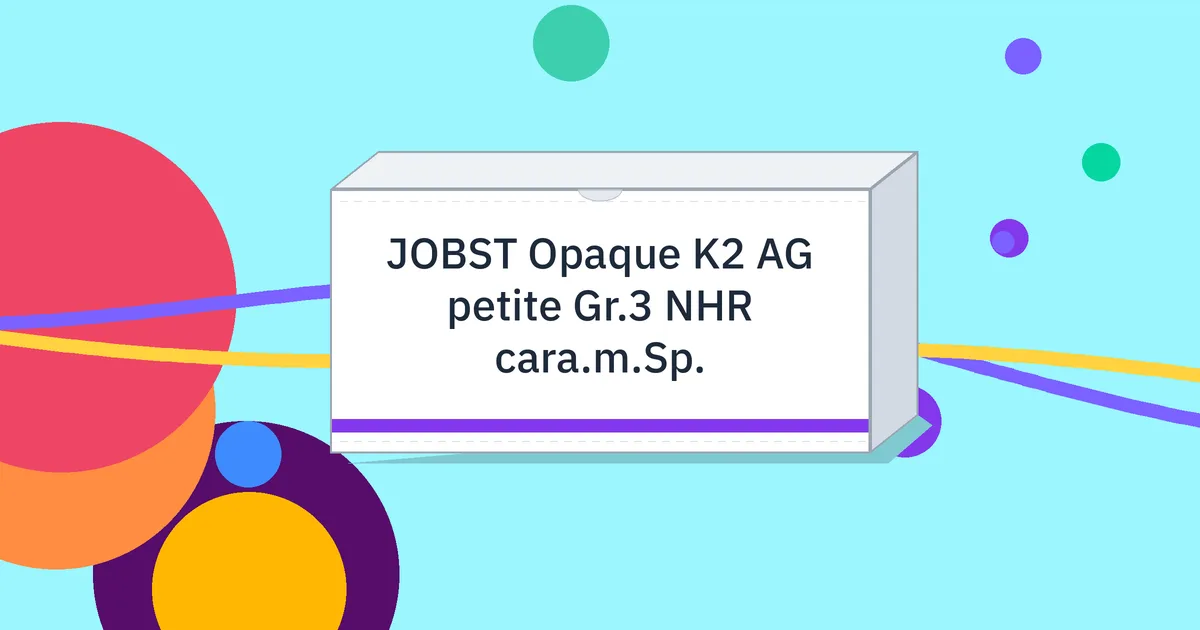 Symbolbild: Packung mit der Aufschrift JOBST Opaque K2 AG petite Gr.3 NHR cara.m.Sp. (PZN 10723946) – Verfügbarkeit und Bezug in Apotheken in Frankfurt am Main
