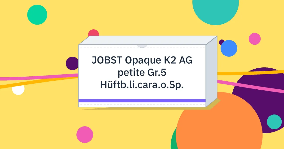 Symbolbild: Packung mit der Aufschrift JOBST Opaque K2 AG petite Gr.5 Hüftb.li.cara.o.Sp. (PZN 13113929) – Verfügbarkeit und Bezug in Apotheken in Frankfurt am Main