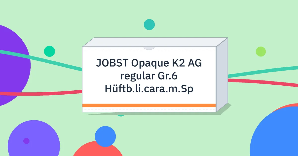 Symbolbild: Packung mit der Aufschrift JOBST Opaque K2 AG regular Gr.6 Hüftb.li.cara.m.Sp (PZN 13115756) – Verfügbarkeit und Bezug in Apotheken in Frankfurt am Main