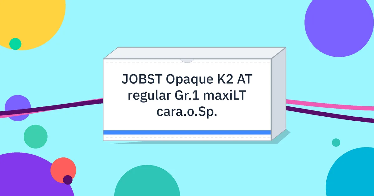 Symbolbild: Packung mit der Aufschrift JOBST Opaque K2 AT regular Gr.1 maxiLT cara.o.Sp. (PZN 13121892) – Verfügbarkeit und Bezug in Apotheken in Frankfurt am Main