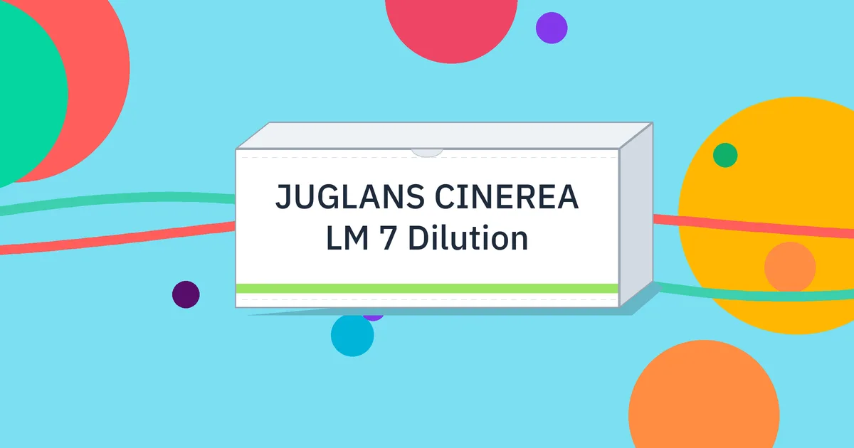Symbolbild: Packung mit der Aufschrift JUGLANS CINEREA LM 7 Dilution (PZN 13563644) – Verfügbarkeit und Bezug in Apotheken in Frankfurt am Main