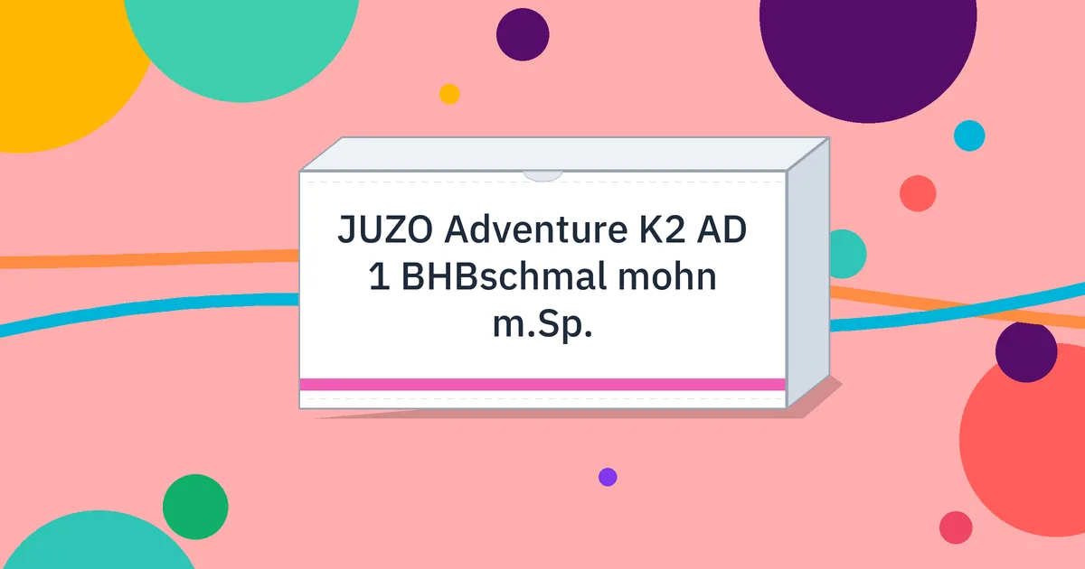 Symbolbild: Packung mit der Aufschrift JUZO Adventure K2 AD 1 BHBschmal mohn m.Sp. (PZN 15497176) – Verfügbarkeit und Bezug in Apotheken in Frankfurt am Main