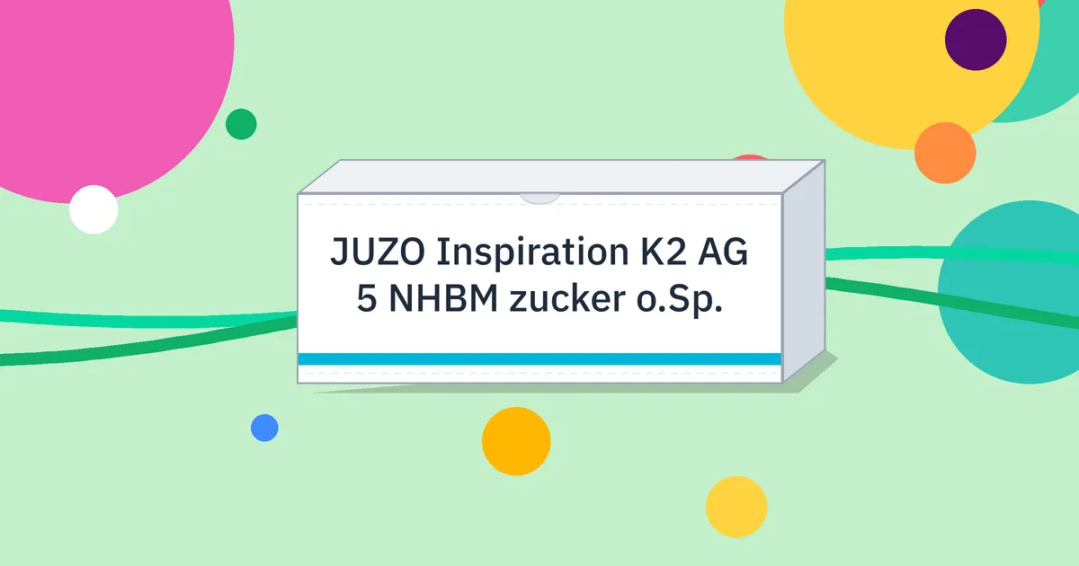 Symbolbild: Packung mit der Aufschrift JUZO Inspiration K2 AG 5 NHBM zucker o.Sp. (PZN 14919184) – Verfügbarkeit und Bezug in Apotheken in Frankfurt am Main