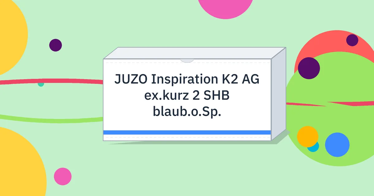 Symbolbild: Packung mit der Aufschrift JUZO Inspiration K2 AG ex.kurz 2 SHB blaub.o.Sp. (PZN 14962085) – Verfügbarkeit und Bezug in Apotheken in Frankfurt am Main