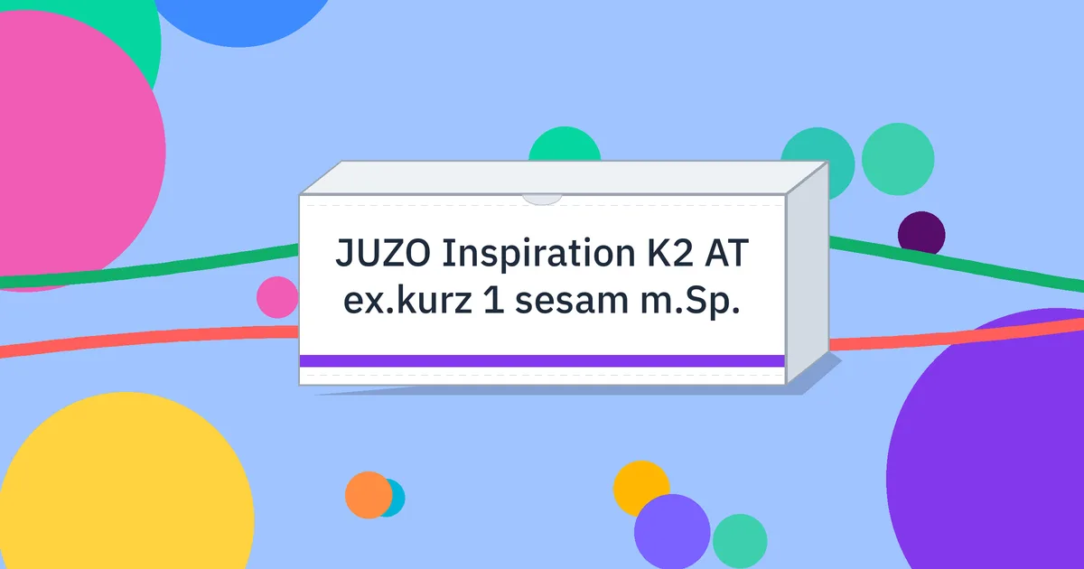 Symbolbild: Packung mit der Aufschrift JUZO Inspiration K2 AT ex.kurz 1 sesam m.Sp. (PZN 14931966) – Verfügbarkeit und Bezug in Apotheken in Frankfurt am Main