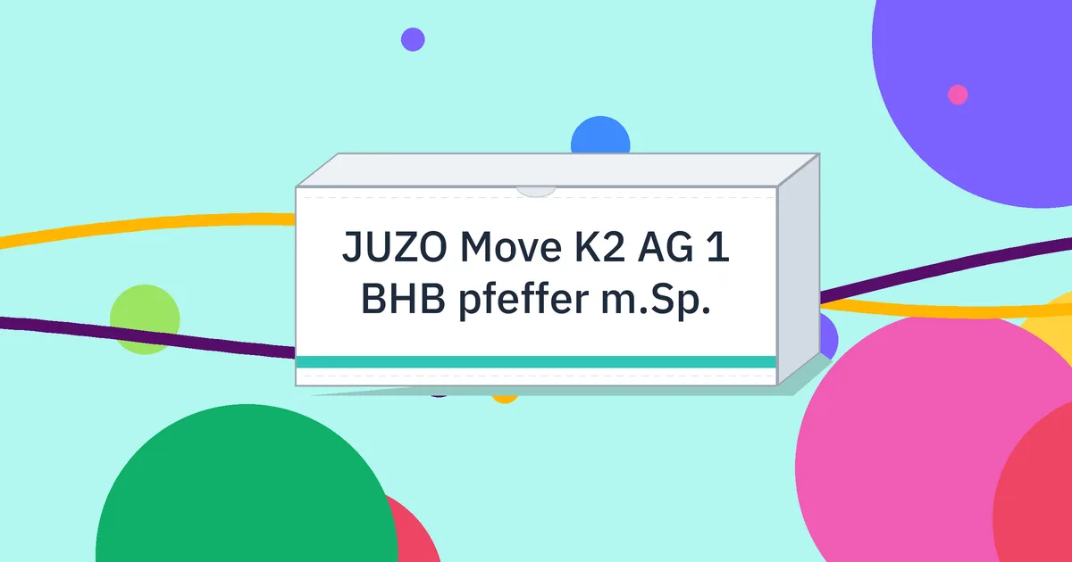 Symbolbild: Packung mit der Aufschrift JUZO Move K2 AG 1 BHB pfeffer m.Sp. (PZN 16637691) – Verfügbarkeit und Bezug in Apotheken in Frankfurt am Main