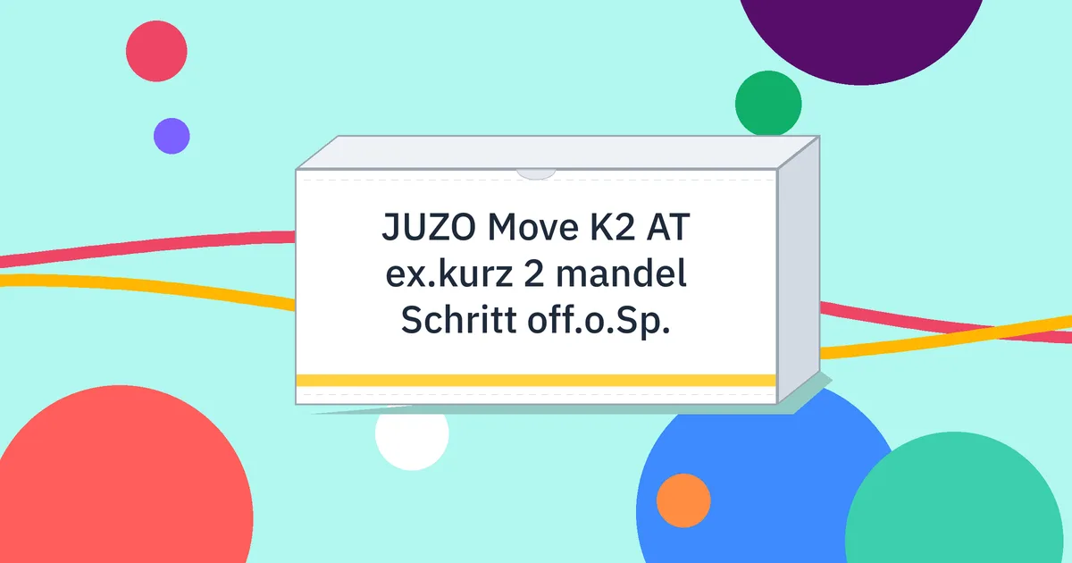 Symbolbild: Packung mit der Aufschrift JUZO Move K2 AT ex.kurz 2 mandel Schritt off.o.Sp. (PZN 20672925) – Verfügbarkeit und Bezug in Apotheken in Frankfurt am Main