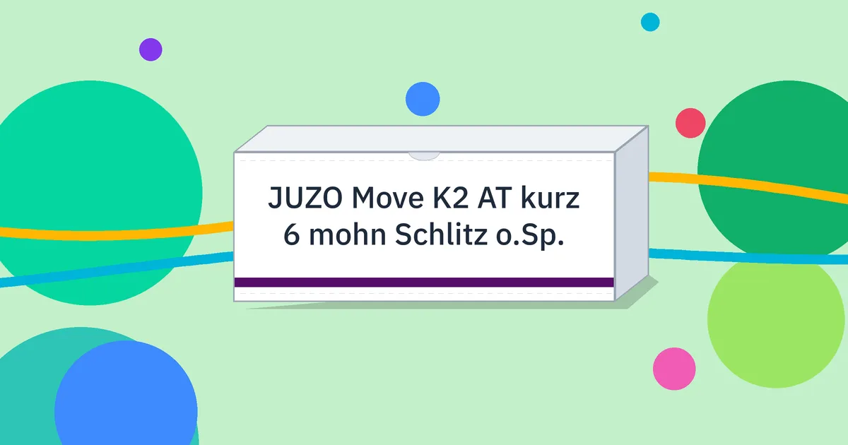 Symbolbild: Packung mit der Aufschrift JUZO Move K2 AT kurz 6 mohn Schlitz o.Sp. (PZN 20676685) – Verfügbarkeit und Bezug in Apotheken in Frankfurt am Main