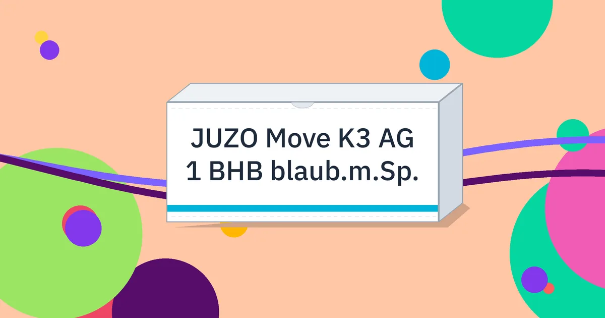 Symbolbild: Packung mit der Aufschrift JUZO Move K3 AG 1 BHB blaub.m.Sp. (PZN 18587394) – Verfügbarkeit und Bezug in Apotheken in Frankfurt am Main