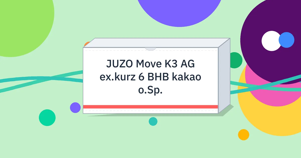 Symbolbild: Packung mit der Aufschrift JUZO Move K3 AG ex.kurz 6 BHB kakao o.Sp. (PZN 18597524) – Verfügbarkeit und Bezug in Apotheken in Frankfurt am Main