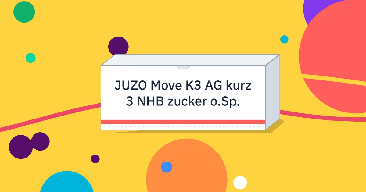 Symbolbild: Packung mit der Aufschrift JUZO Move K3 AG kurz 3 NHB zucker o.Sp. (PZN 18581061) – Verfügbarkeit und Bezug in Apotheken in Frankfurt am Main