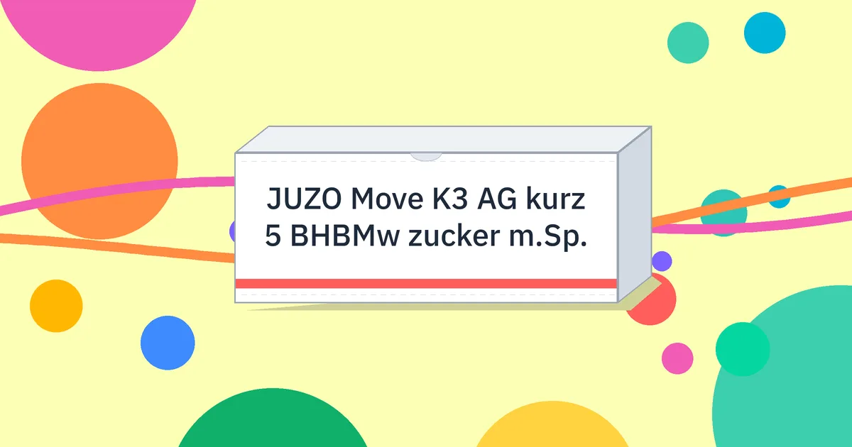 Symbolbild: Packung mit der Aufschrift JUZO Move K3 AG kurz 5 BHBMw zucker m.Sp. (PZN 18580185) – Verfügbarkeit und Bezug in Apotheken in Frankfurt am Main