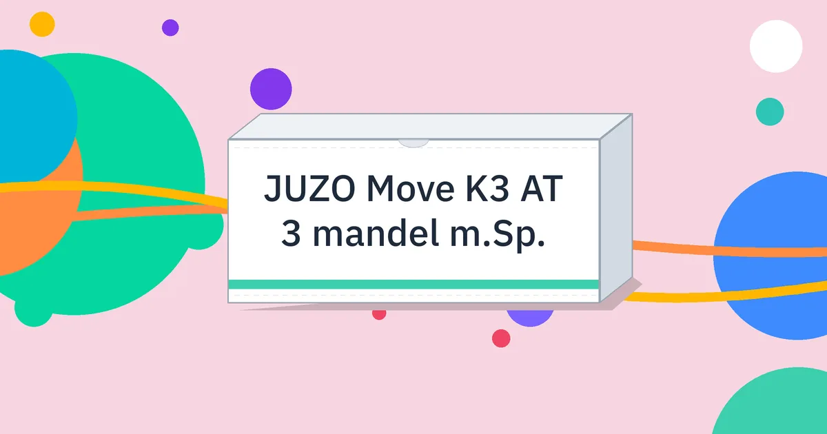 Symbolbild: Packung mit der Aufschrift JUZO Move K3 AT 3 mandel m.Sp. (PZN 20677070) – Verfügbarkeit und Bezug in Apotheken in Frankfurt am Main