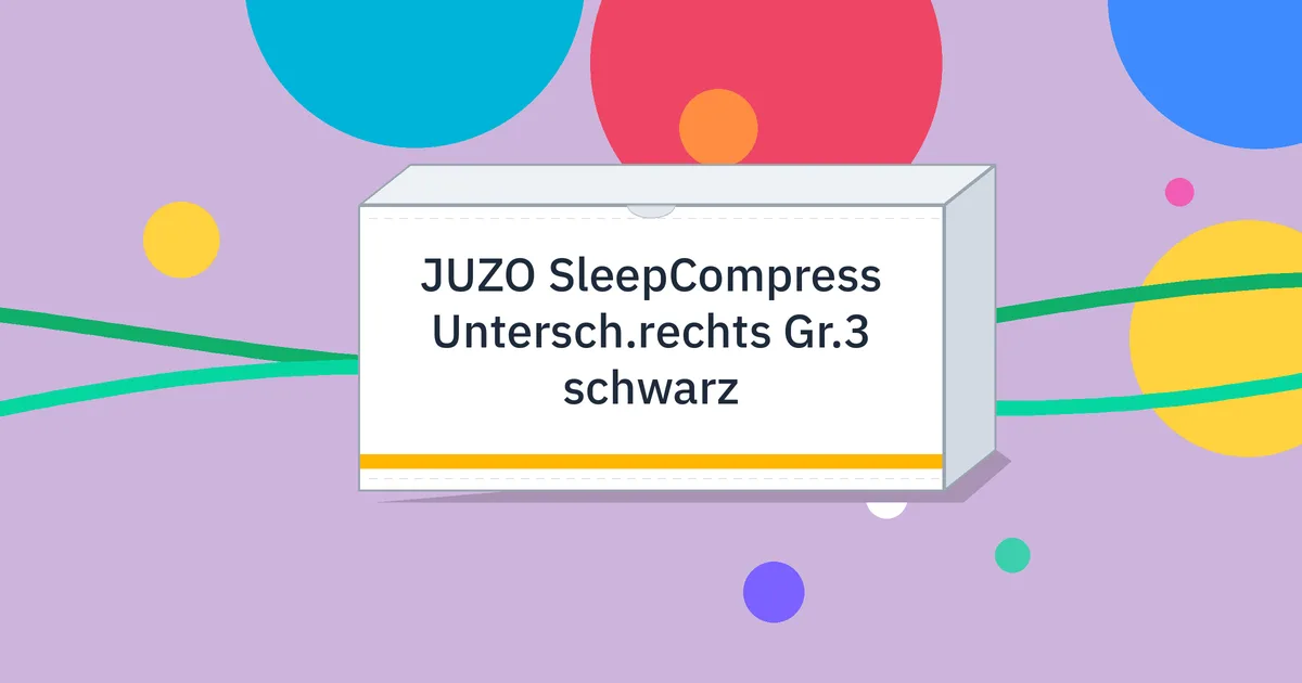 Symbolbild: Packung mit der Aufschrift JUZO SleepCompress Untersch.rechts Gr.3 schwarz (PZN 19622537) – Verfügbarkeit und Bezug in Apotheken in Frankfurt am Main