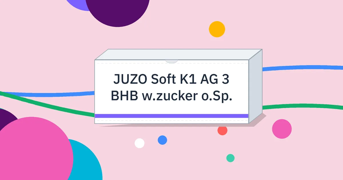 Symbolbild: Packung mit der Aufschrift JUZO Soft K1 AG 3 BHB w.zucker o.Sp. (PZN 14837167) – Verfügbarkeit und Bezug in Apotheken in Frankfurt am Main