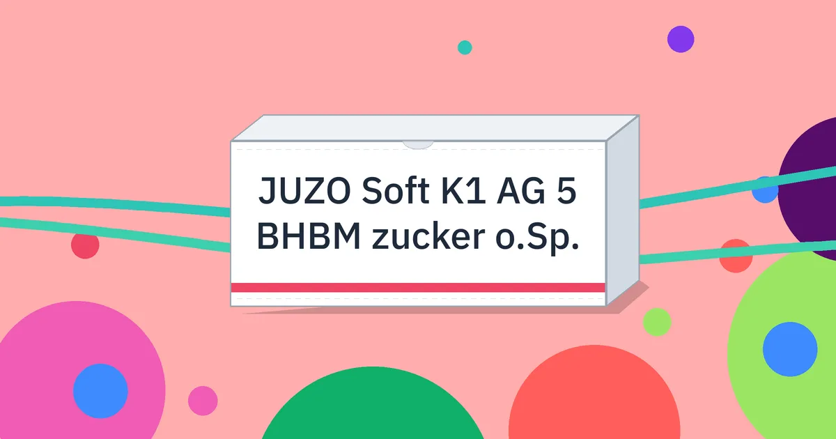 Symbolbild: Packung mit der Aufschrift JUZO Soft K1 AG 5 BHBM zucker o.Sp. (PZN 14856733) – Verfügbarkeit und Bezug in Apotheken in Frankfurt am Main