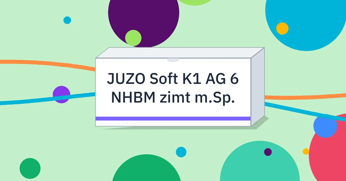 Symbolbild: Packung mit der Aufschrift JUZO Soft K1 AG 6 NHBM zimt m.Sp. (PZN 14999527) – Verfügbarkeit und Bezug in Apotheken in Frankfurt am Main