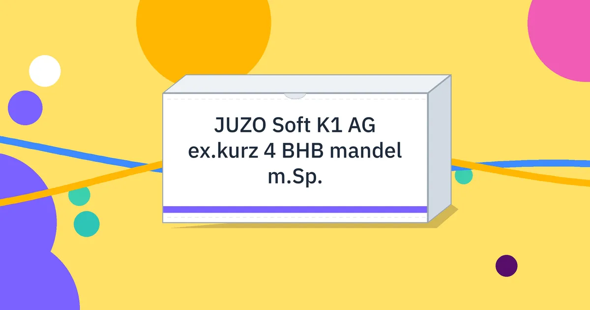 Symbolbild: Packung mit der Aufschrift JUZO Soft K1 AG ex.kurz 4 BHB mandel m.Sp. (PZN 14823716) – Verfügbarkeit und Bezug in Apotheken in Frankfurt am Main
