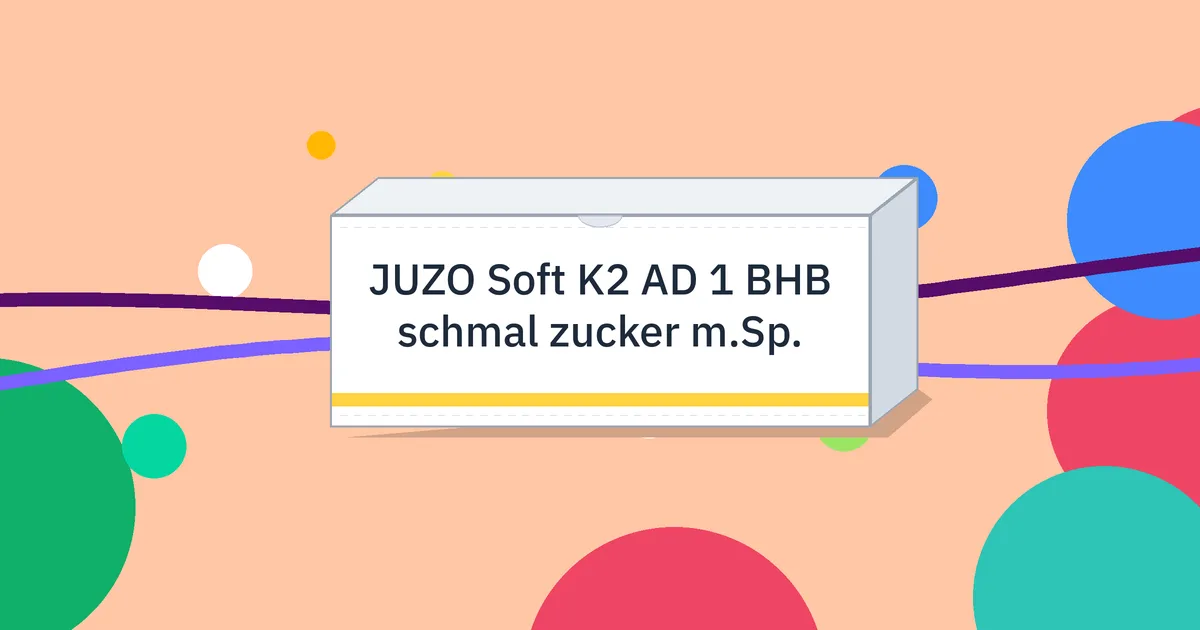 Symbolbild: Packung mit der Aufschrift JUZO Soft K2 AD 1 BHB schmal zucker m.Sp. (PZN 15464834) – Verfügbarkeit und Bezug in Apotheken in Frankfurt am Main