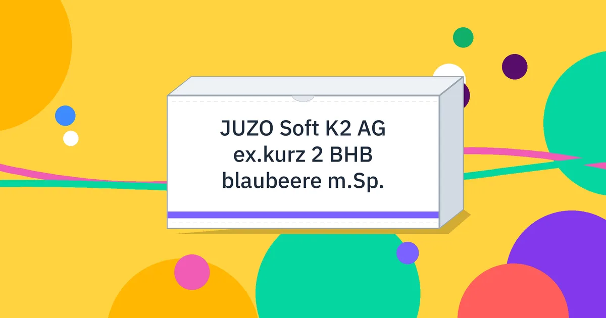Symbolbild: Packung mit der Aufschrift JUZO Soft K2 AG ex.kurz 2 BHB blaubeere m.Sp. (PZN 14827571) – Verfügbarkeit und Bezug in Apotheken in Frankfurt am Main