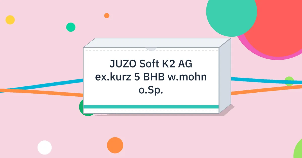 Symbolbild: Packung mit der Aufschrift JUZO Soft K2 AG ex.kurz 5 BHB w.mohn o.Sp. (PZN 14844322) – Verfügbarkeit und Bezug in Apotheken in Frankfurt am Main