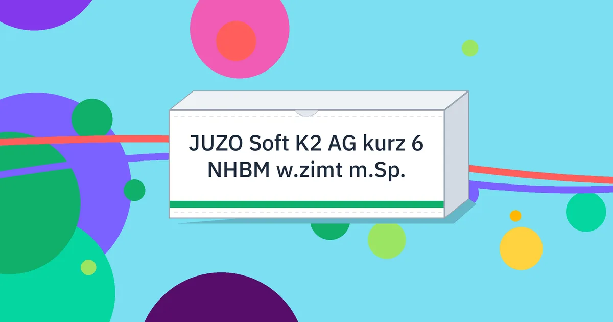 Symbolbild: Packung mit der Aufschrift JUZO Soft K2 AG kurz 6 NHBM w.zimt m.Sp. (PZN 15021143) – Verfügbarkeit und Bezug in Apotheken in Frankfurt am Main