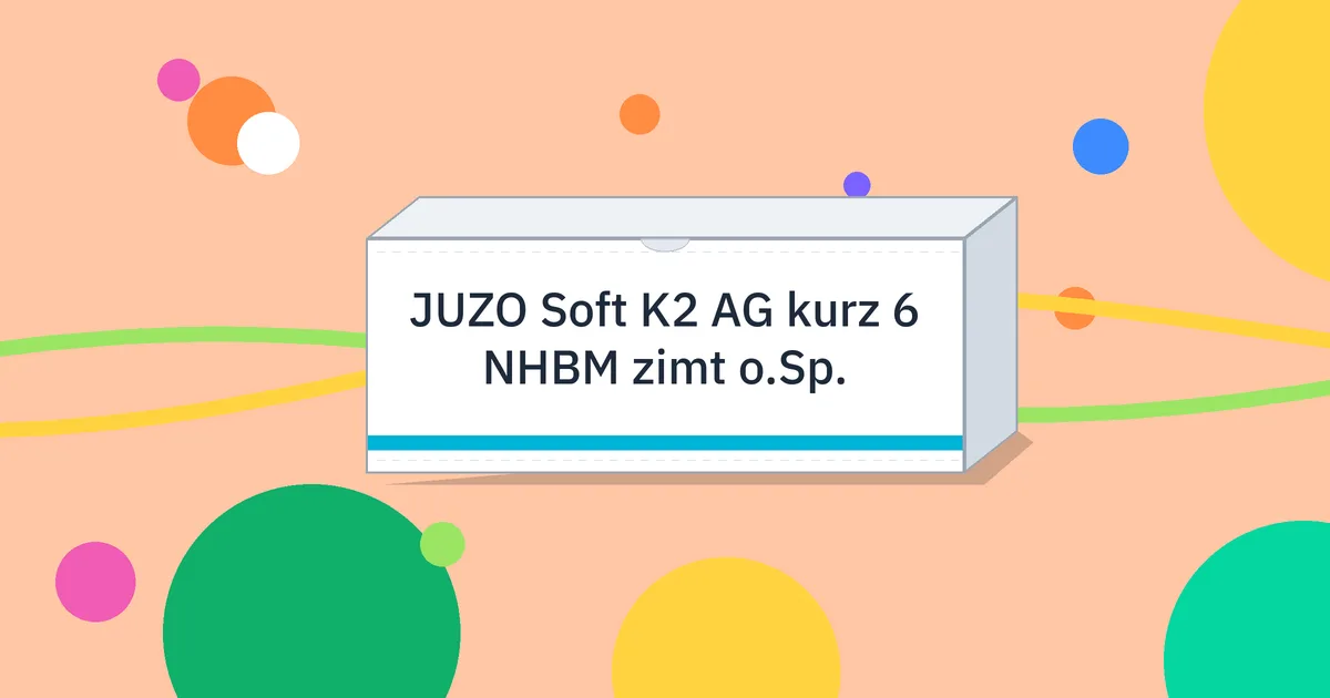 Symbolbild: Packung mit der Aufschrift JUZO Soft K2 AG kurz 6 NHBM zimt o.Sp. (PZN 14998597) – Verfügbarkeit und Bezug in Apotheken in Frankfurt am Main