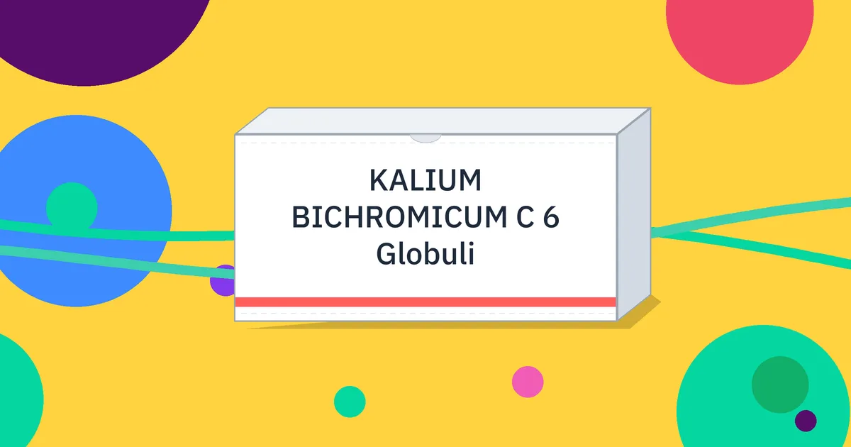 Symbolbild: Packung mit der Aufschrift KALIUM BICHROMICUM C 6 Globuli (PZN 04222453) – Verfügbarkeit und Bezug in Apotheken in Frankfurt am Main