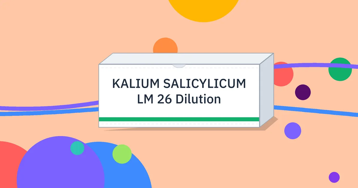Symbolbild: Packung mit der Aufschrift KALIUM SALICYLICUM LM 26 Dilution (PZN 12925602) – Verfügbarkeit und Bezug in Apotheken in Frankfurt am Main