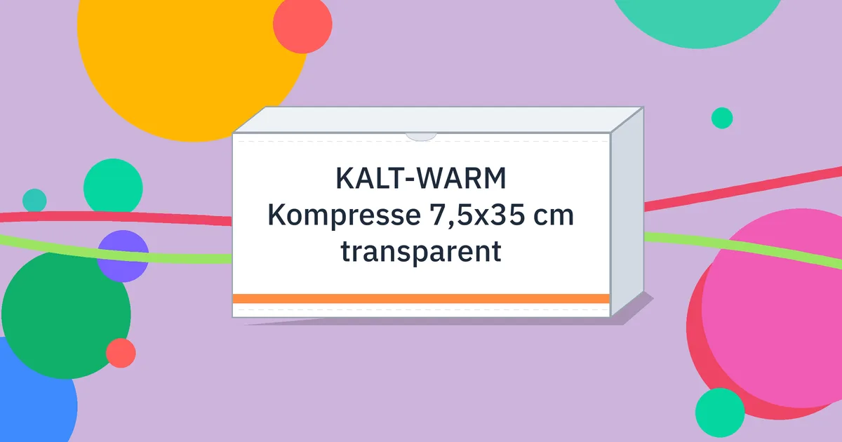 Symbolbild: Packung mit der Aufschrift KALT-WARM Kompresse 7,5x35 cm transparent (PZN 14175559) – Verfügbarkeit und Bezug in Apotheken in Frankfurt am Main