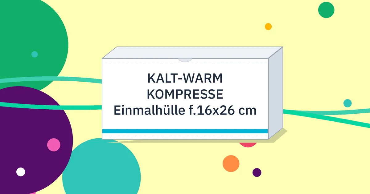 Symbolbild: Packung mit der Aufschrift KALT-WARM KOMPRESSE Einmalhülle f.16x26 cm (PZN 07485012) – Verfügbarkeit und Bezug in Apotheken in Frankfurt am Main